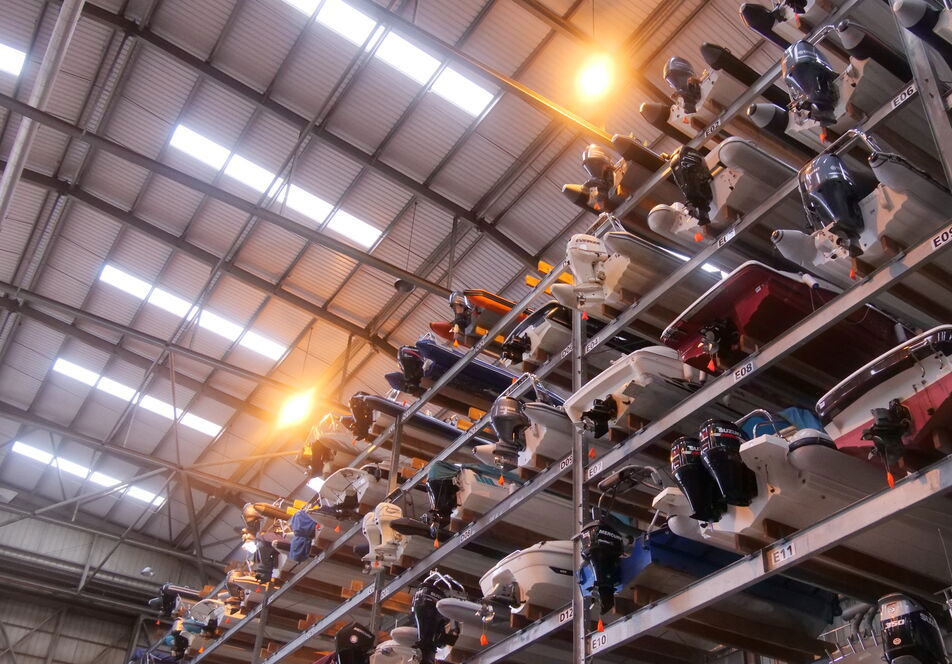 Indoor dry stack boat storage in Portsmouth